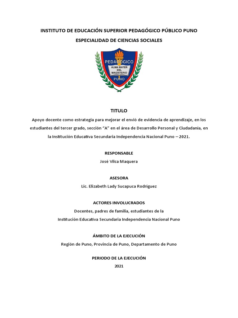 Investigación - Acción José Vilca | PDF | Aprendizaje | Método de enseñanza