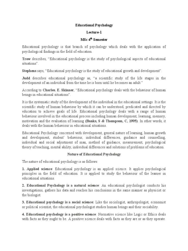 1-Educational Psychology | PDF | Educational Psychology | Psychology