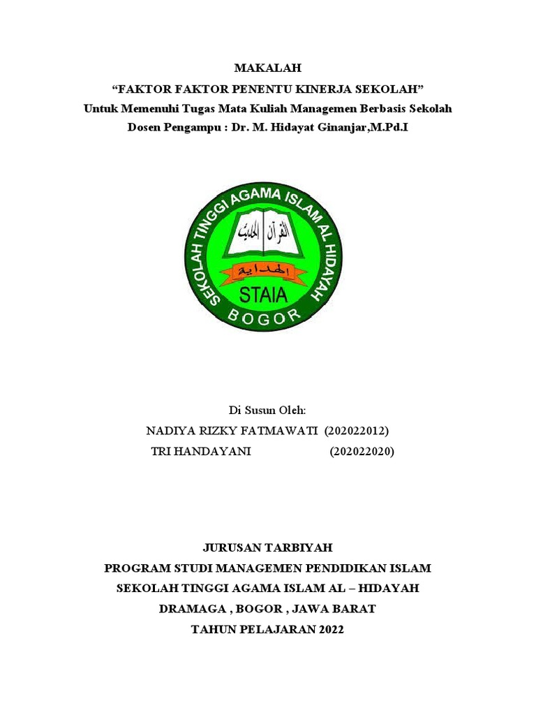 Faktor Penentu Kinerja Sekolah | PDF