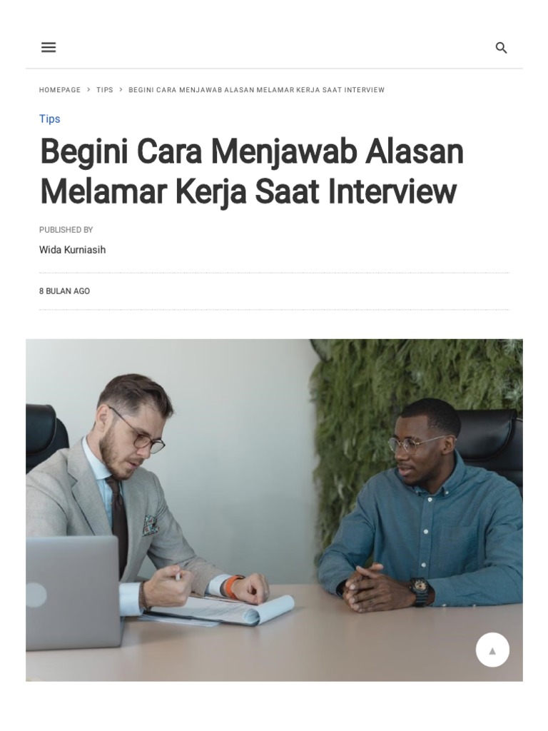 Begini Cara Menjawab Alasan Melamar Kerja Saat Interview | PDF