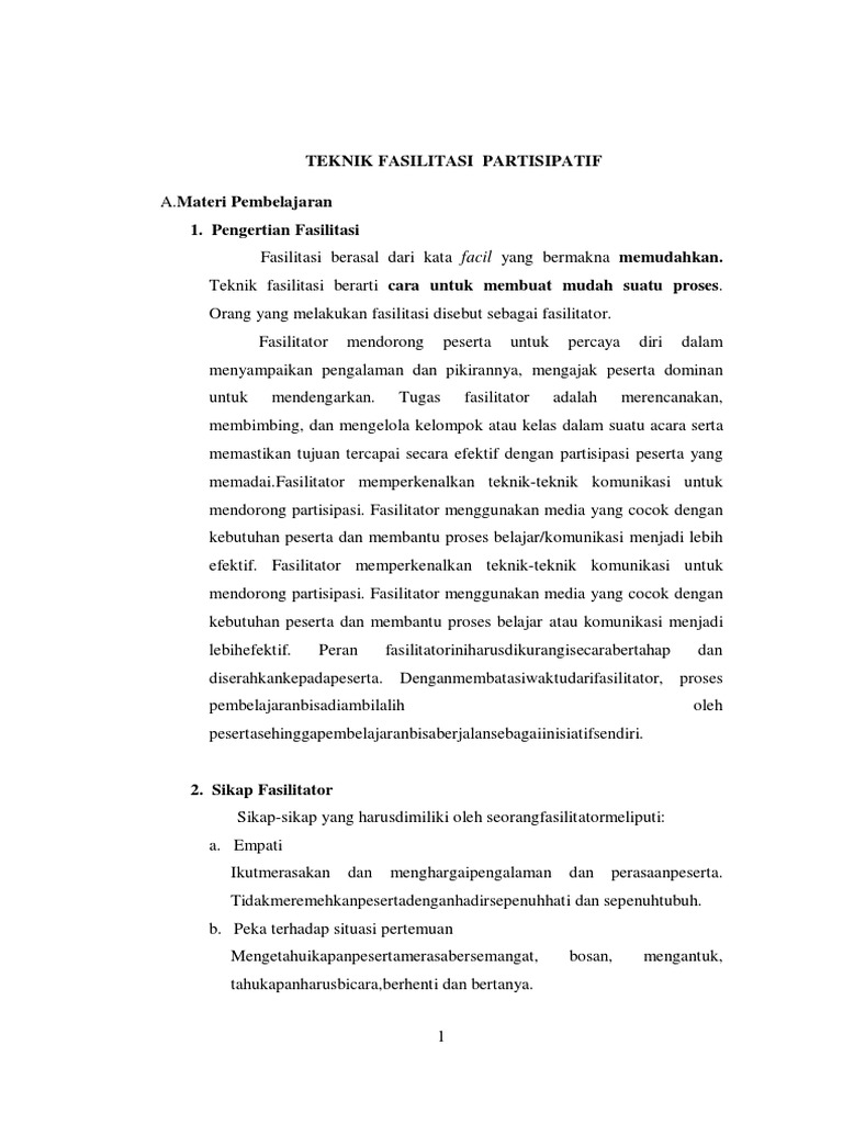 Pengertian dan Contoh Fasilitasi | PDF | Sains & Matematika