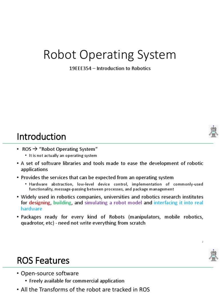 9 - Robot Operating System - Slideshow | PDF | Robotics | Robot