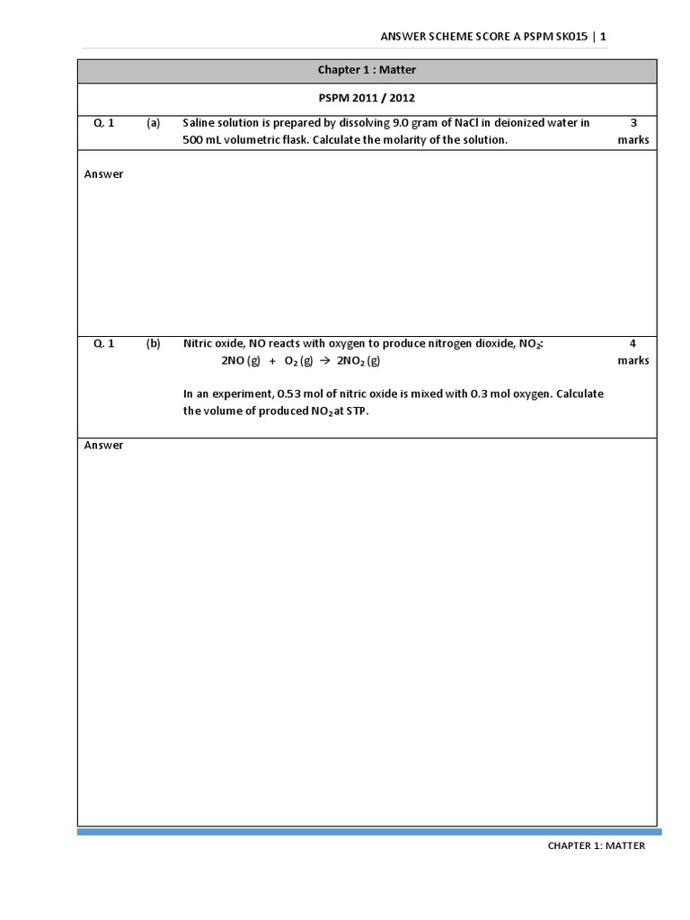Question Score A Chapter 1 | PDF