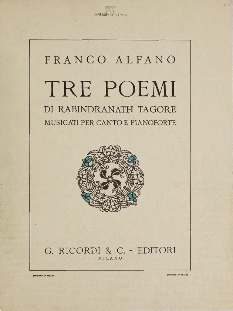 Tre Poemi - Franco Alfano Su Testo Di Rabindrath Tagore | PDF