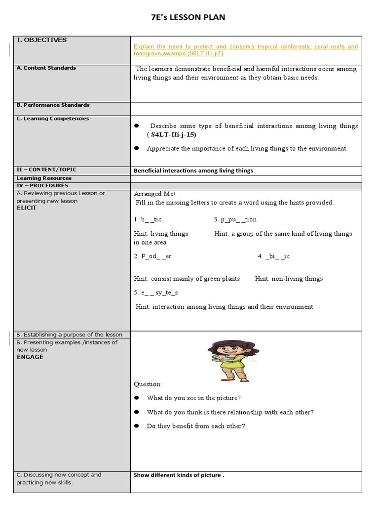 7 E's Lesson Plan | PDF | Flowers | Lesson Plan