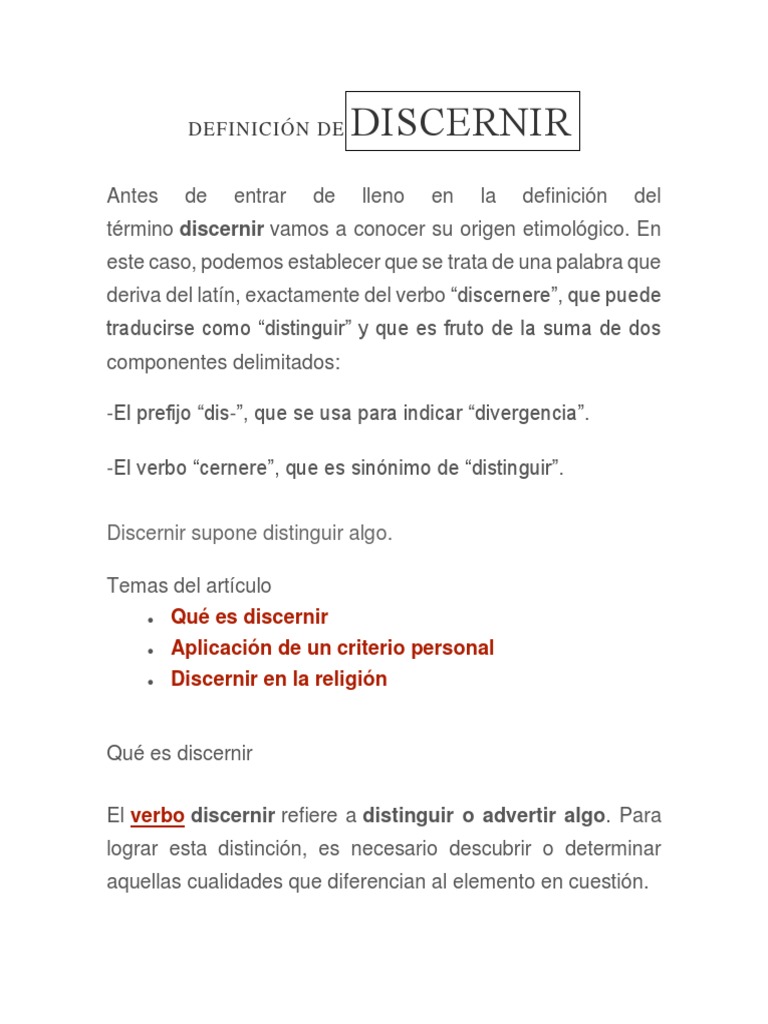 Significado de Discernir | PDF | Moralidad