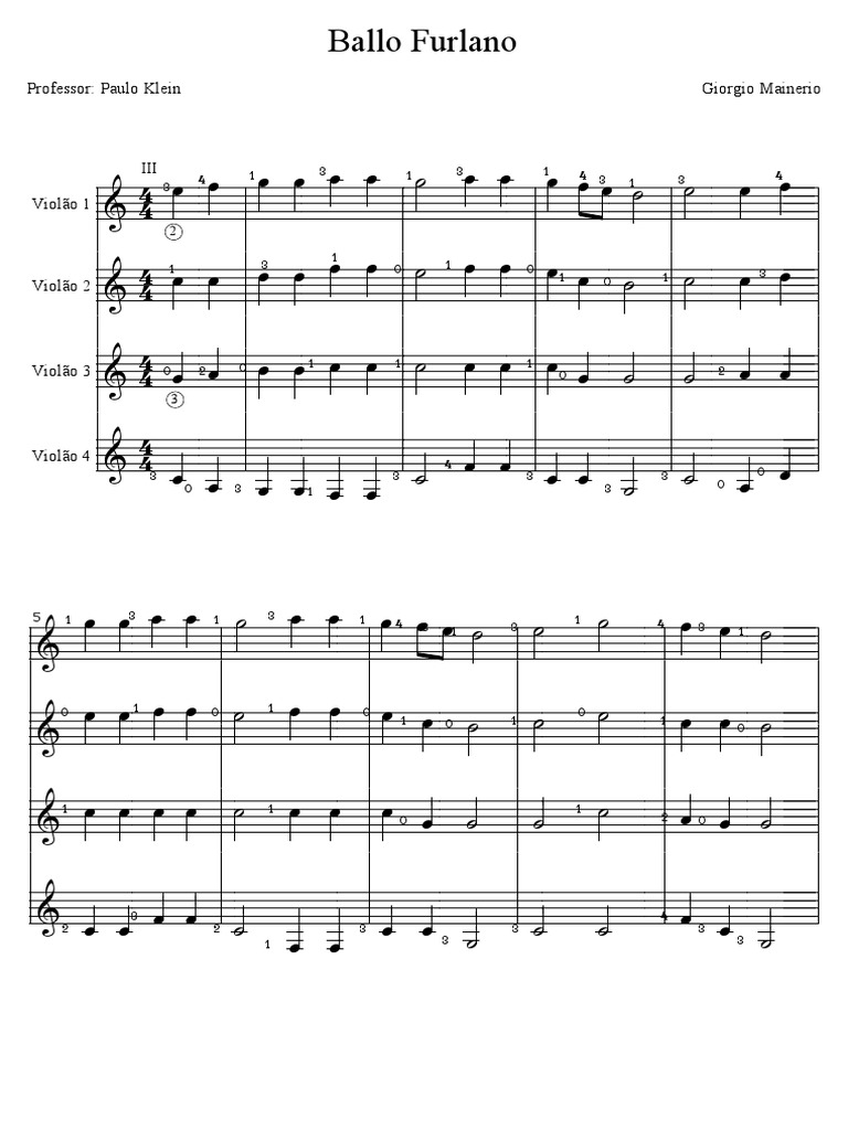 Ballo Furlano - Quarteto Violões | PDF