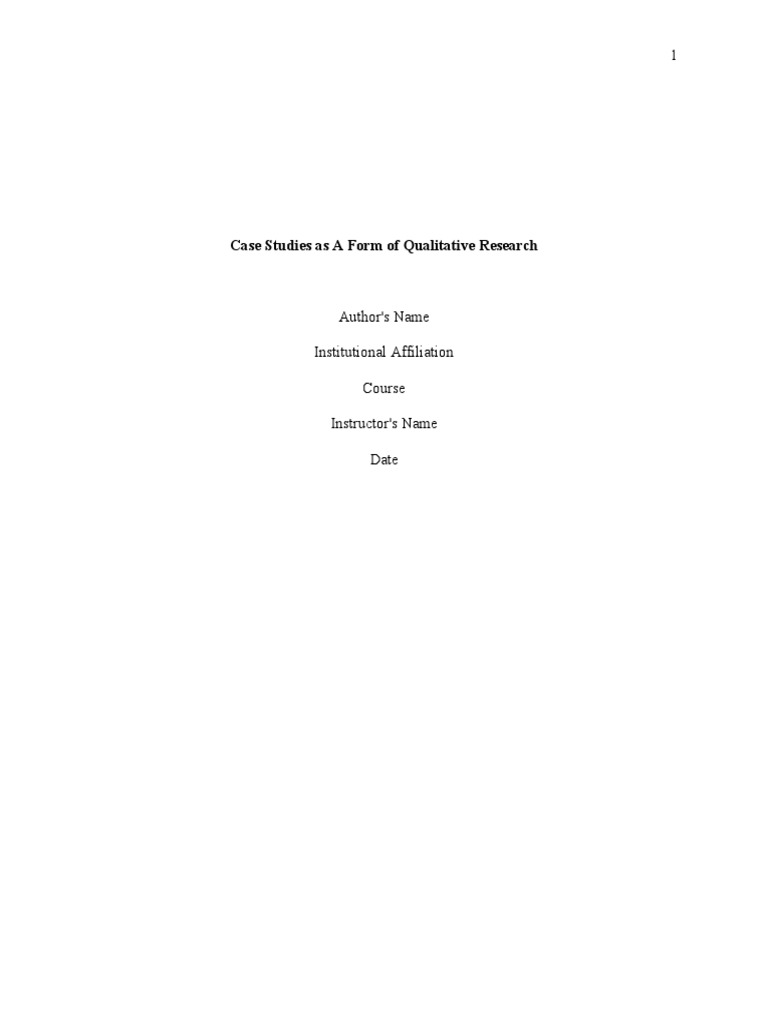Case Studies As A Form of Qualitative Research | PDF | Career & Growth ...