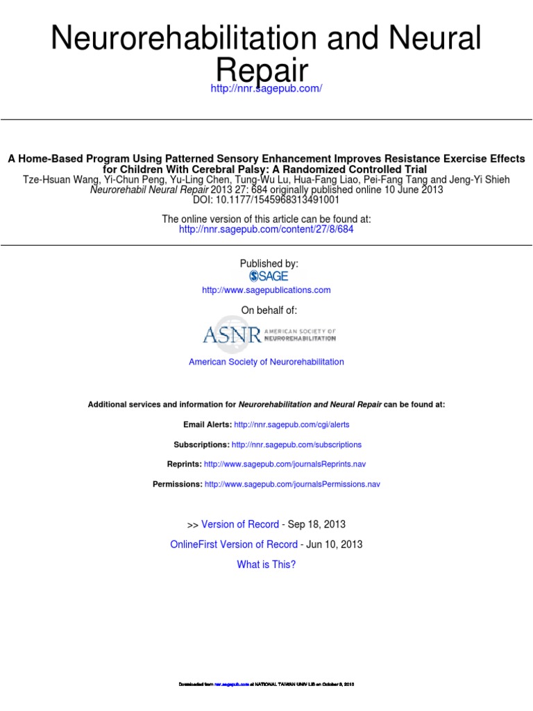 Repair Neurorehabilitation and Neural | PDF | Cerebral Palsy | Strength Training