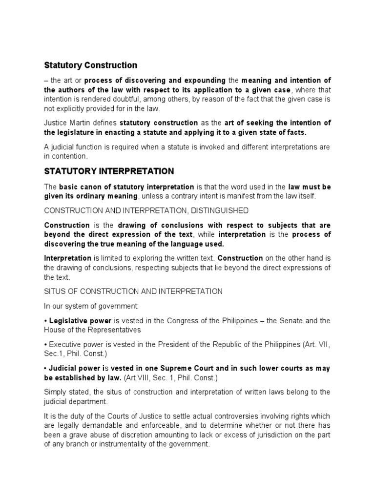 Statutory Construction | PDF | Statutory Interpretation | Bill (Law)