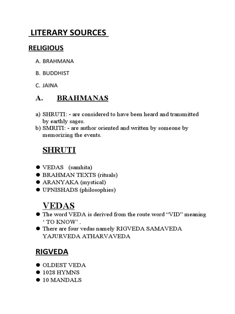 Literary Sources of Indian History | PDF | Vedas | Religious Literature