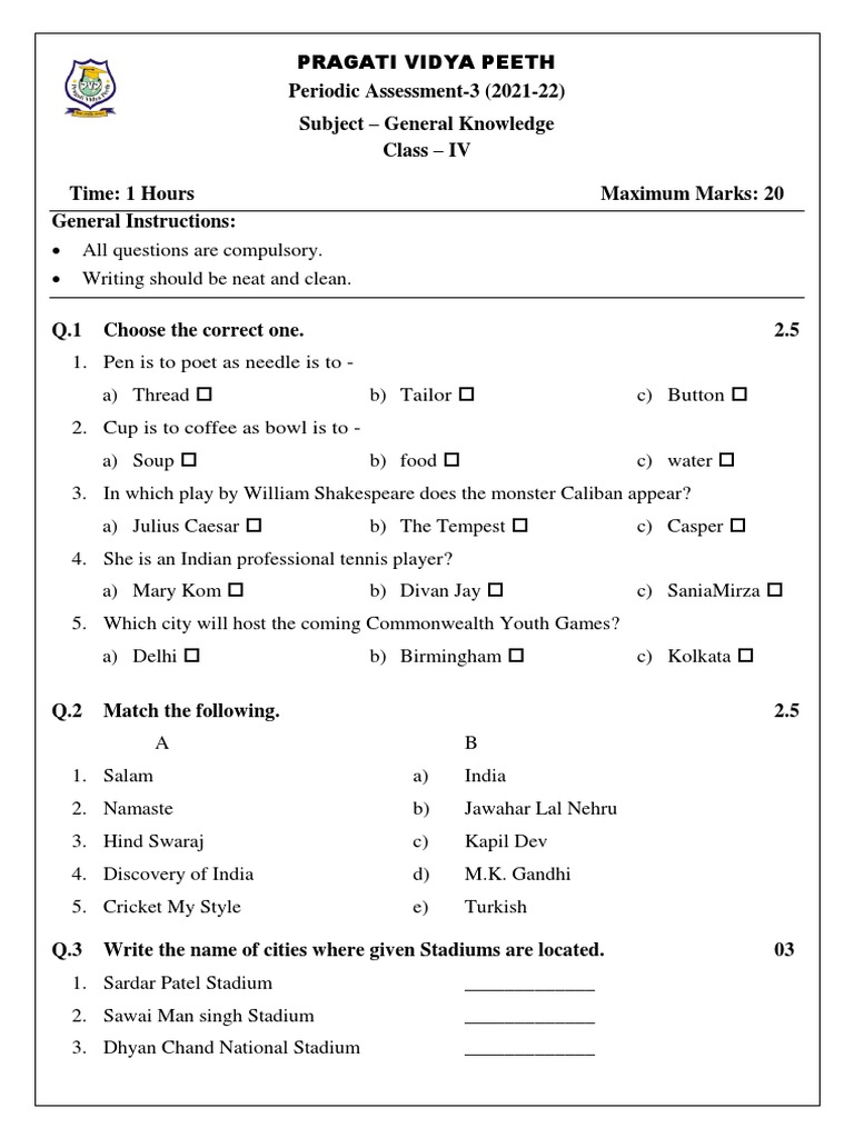 4 - GK PA3 EXAM% (SET-1) Final | PDF