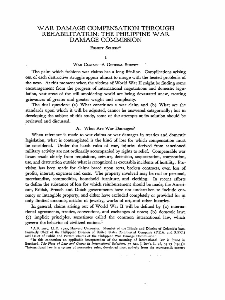 War Damage Compensation Through Rehabilitation: An Overview of ...