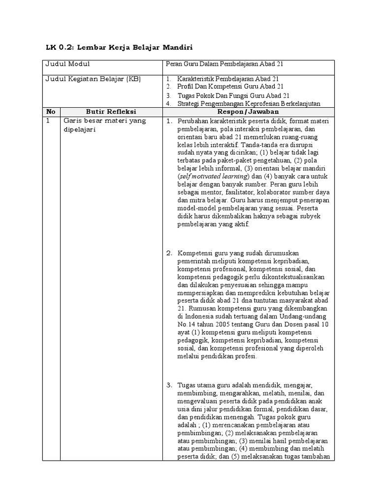 LK 0.2 Lembar Kerja Belajar Mandiri | PDF