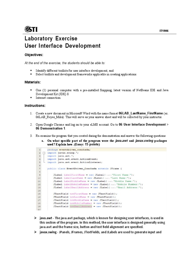 Laboratory Exercise User Interface Development: Objectives | PDF | Adobe Photoshop | Mobile App