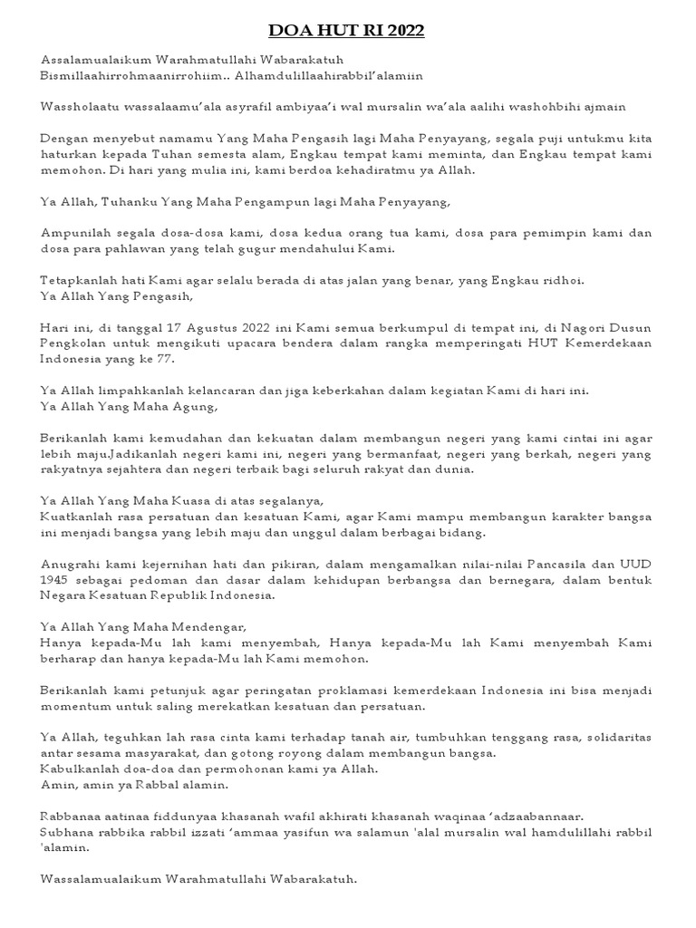 Doa Hut Ri 2022 | PDF