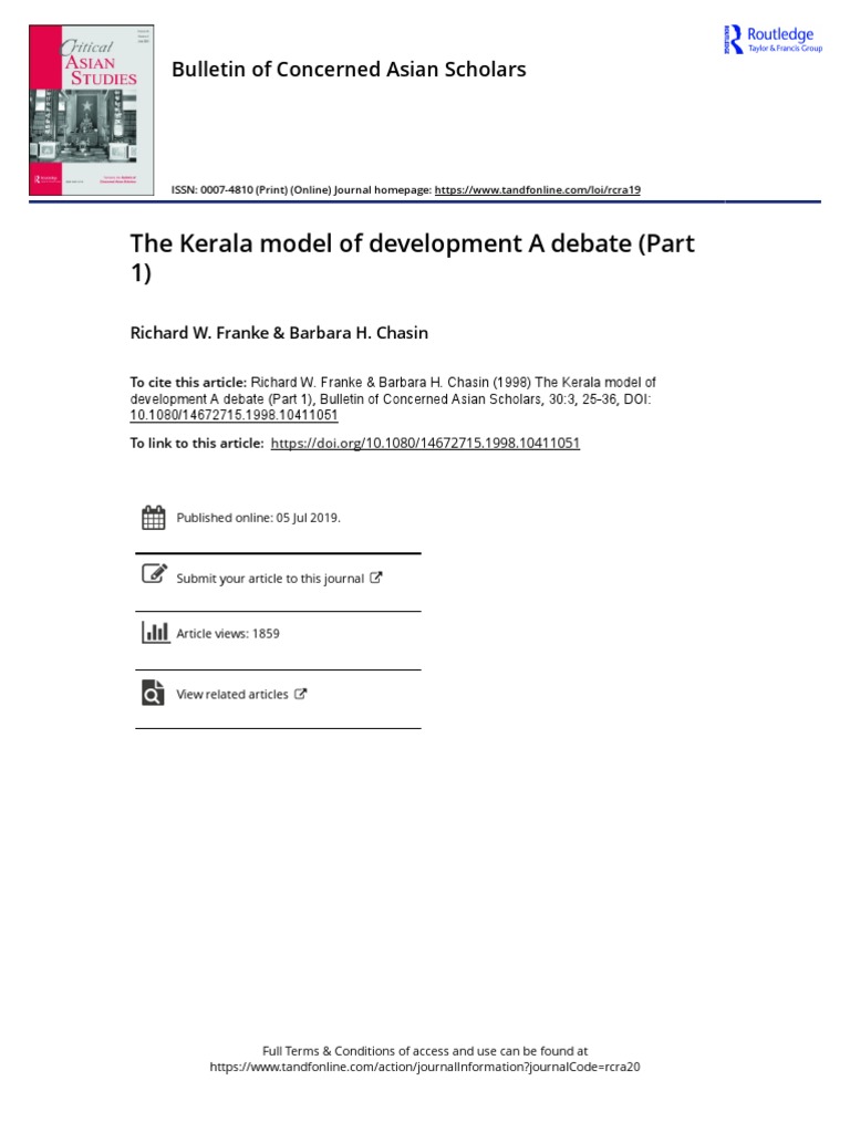 Kerala Development Model Debate Part 1 | PDF | Cooperative | Labour ...