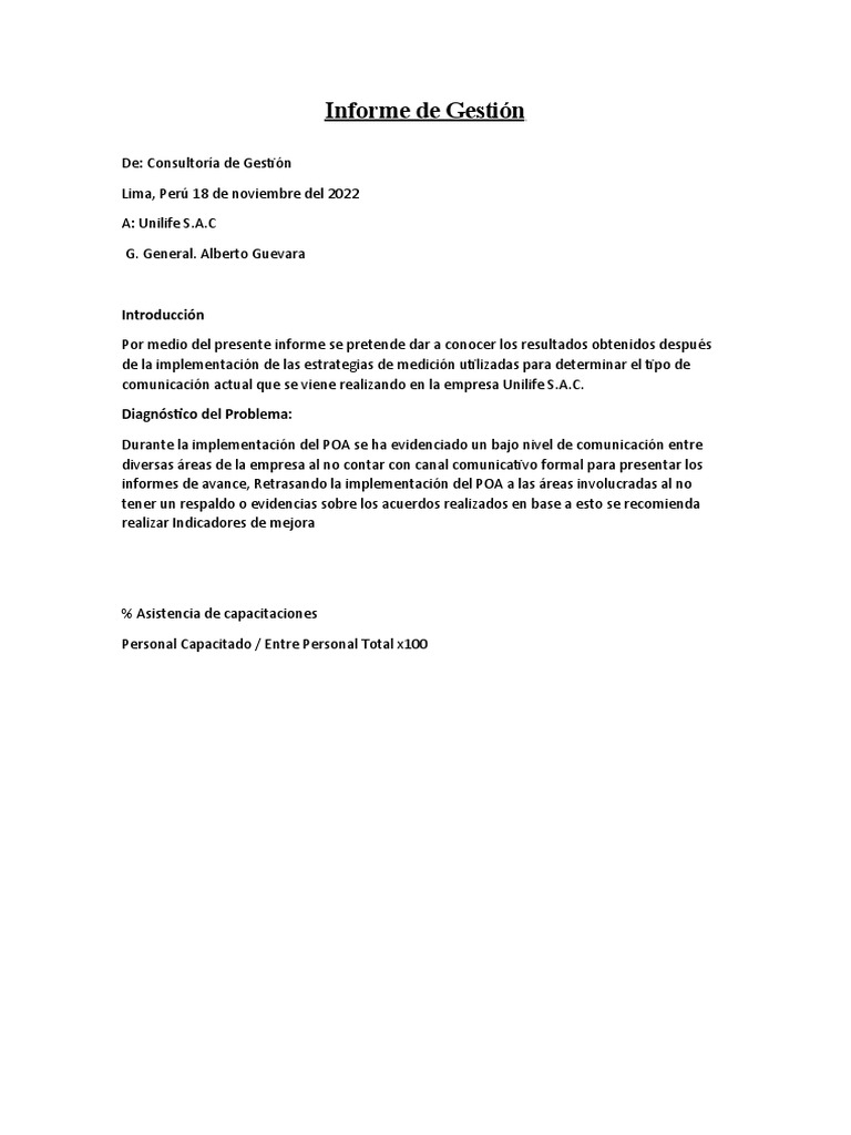 Informe de Gestión | PDF