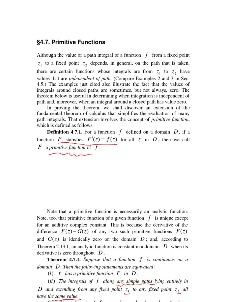 Primitive Functions and Path Independence of Integrals | PDF | Function (Mathematics) | Integral