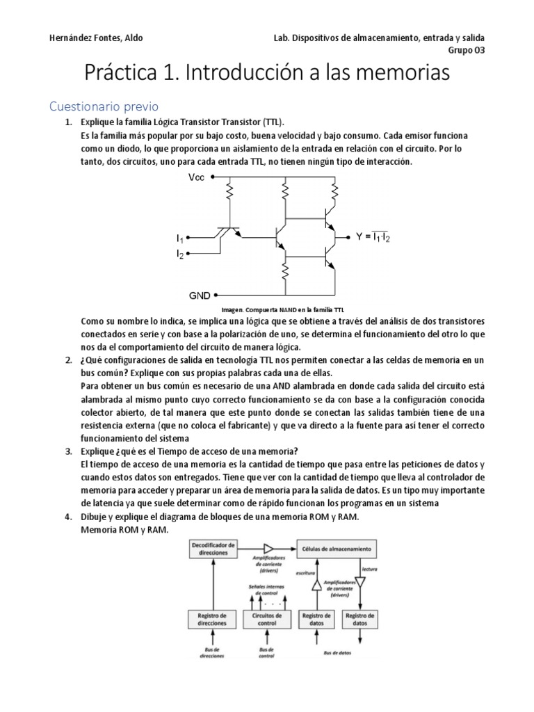 Introducción a Memorias TTL y ROM/RAM | PDF | Almacenamiento de datos de la computadora | Transistor