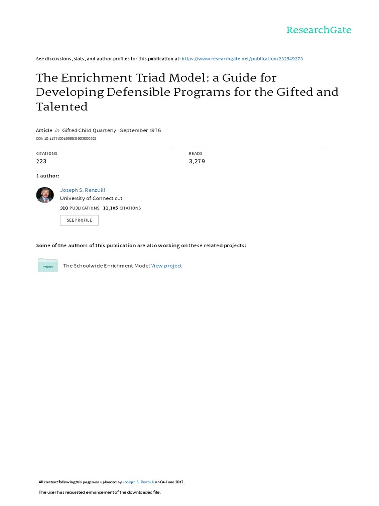 The Enrichment Triad Model: A Guide For Developing Defensible Programs ...