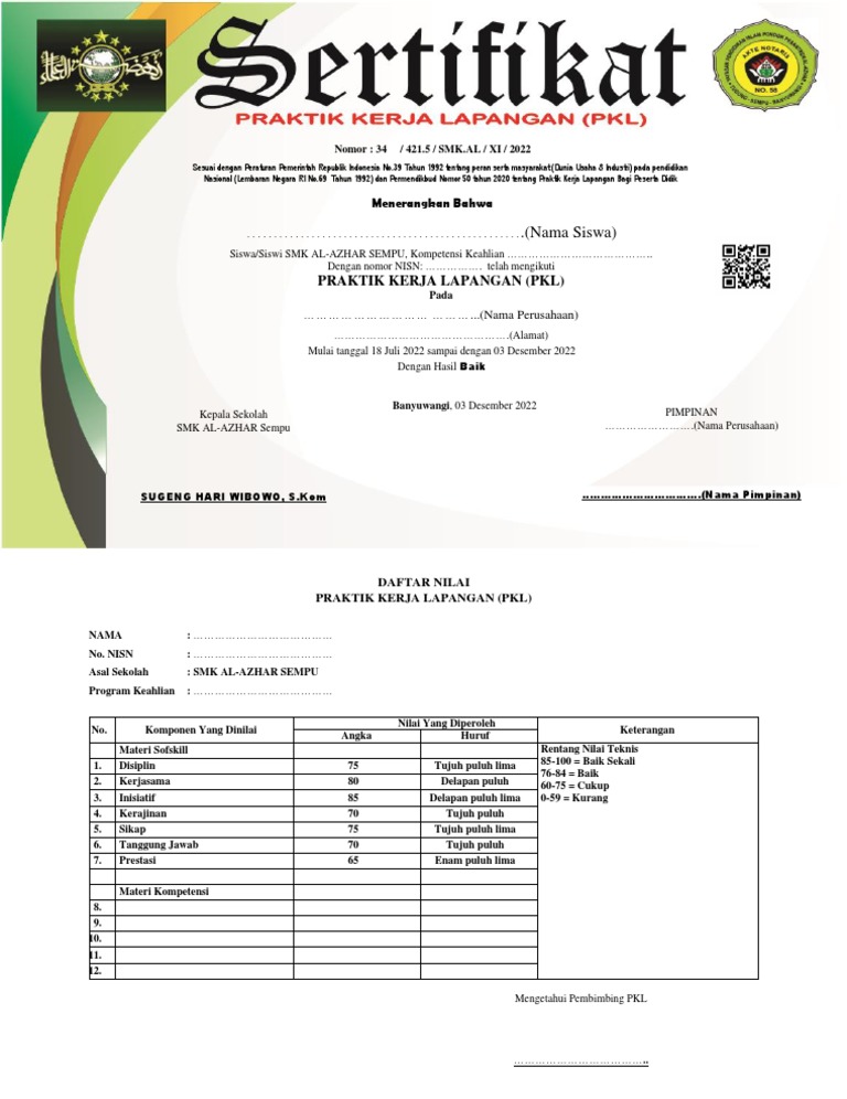 Form Kosong Sertifikat | PDF
