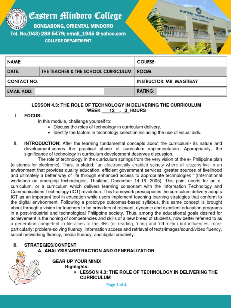 Module 4-Lesson 4.3 | PDF | Educational Technology | Curriculum