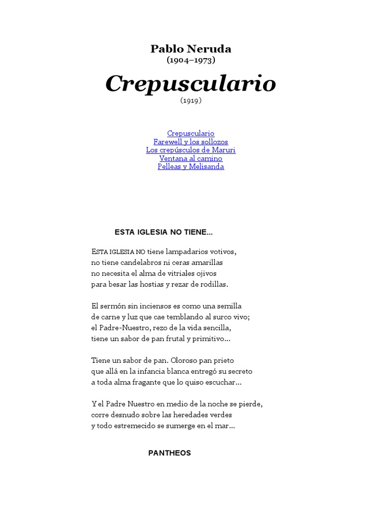 Neruda Pablo - Crepusculario | PDF | Amor