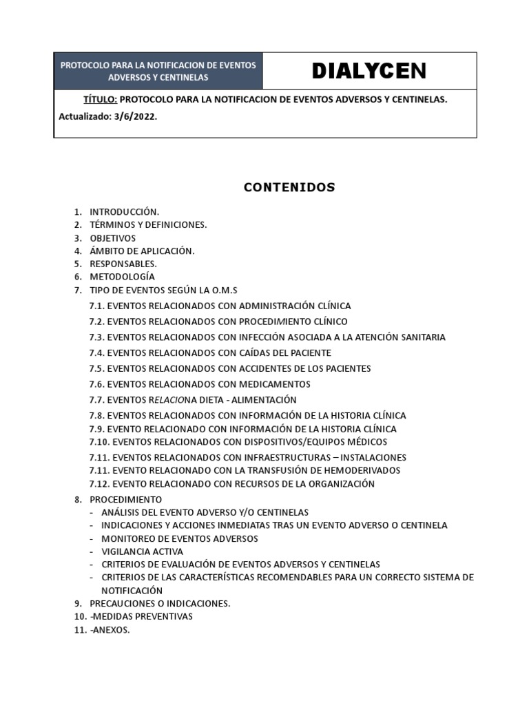 PROTOCOLO DE EVENTOS ADVERSOS - Actulaizado | PDF | Seguridad del paciente | Medicamentos con receta
