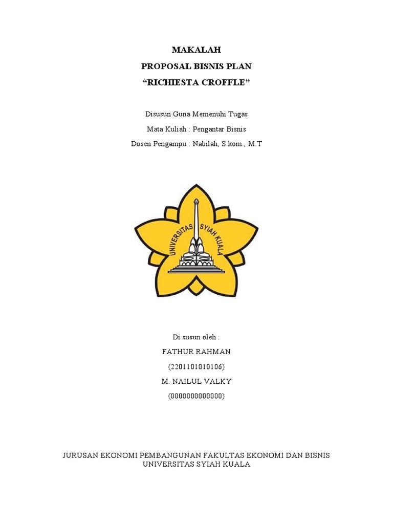 Proposal Bisnis Plan Ricihiesta Croffle | PDF | Bisnis