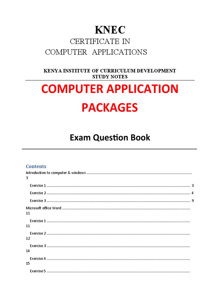 Computer Application Packages: Exam Question Book | PDF | Change ...