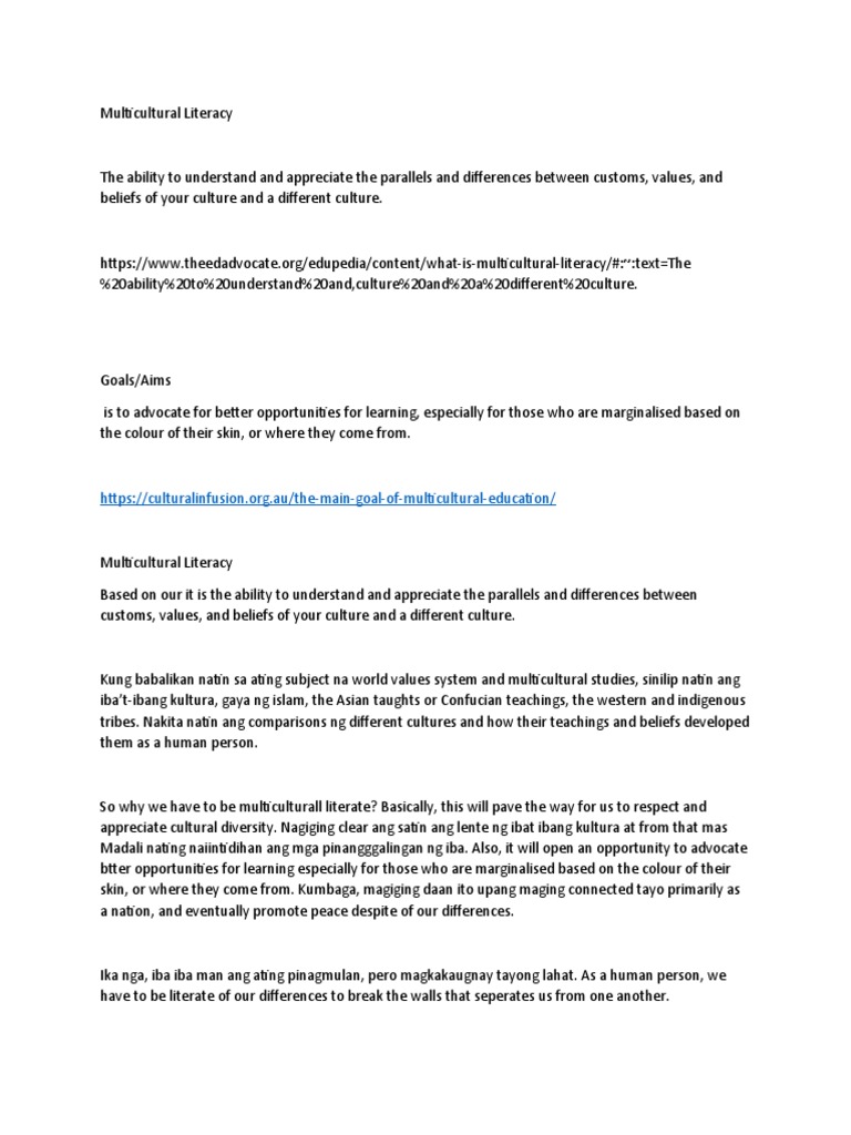 Multicultural Literacy | PDF | Literacy | Multiculturalism