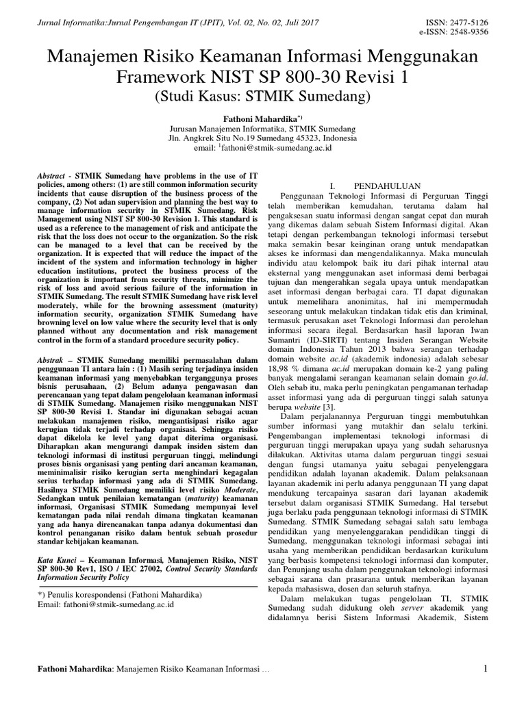 Manajemen Risiko Keamanan Informasi Meng | PDF