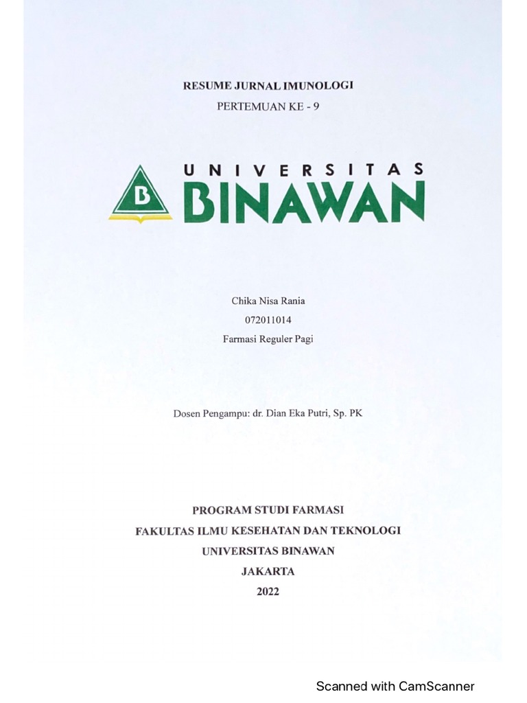 RESUME JURNAL IMUNOLOGI - Chika Nisa Rania | PDF
