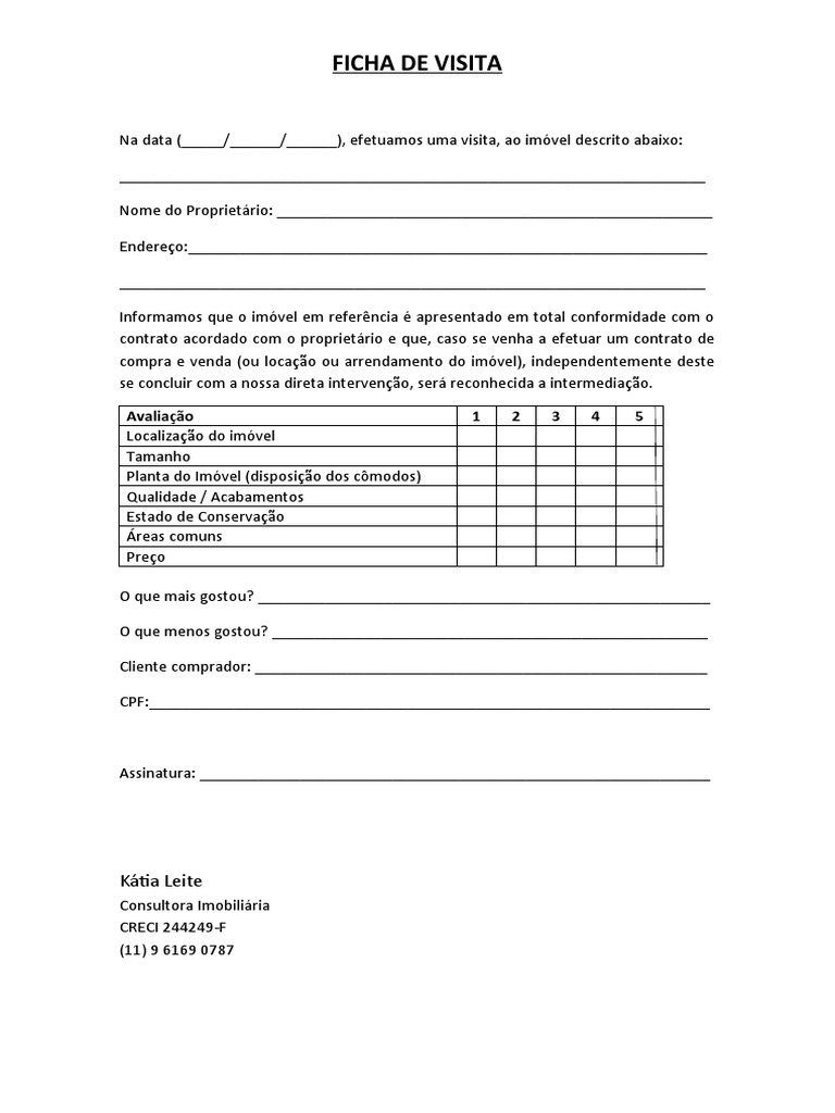 Modelo de Ficha de Visita 1 | PDF