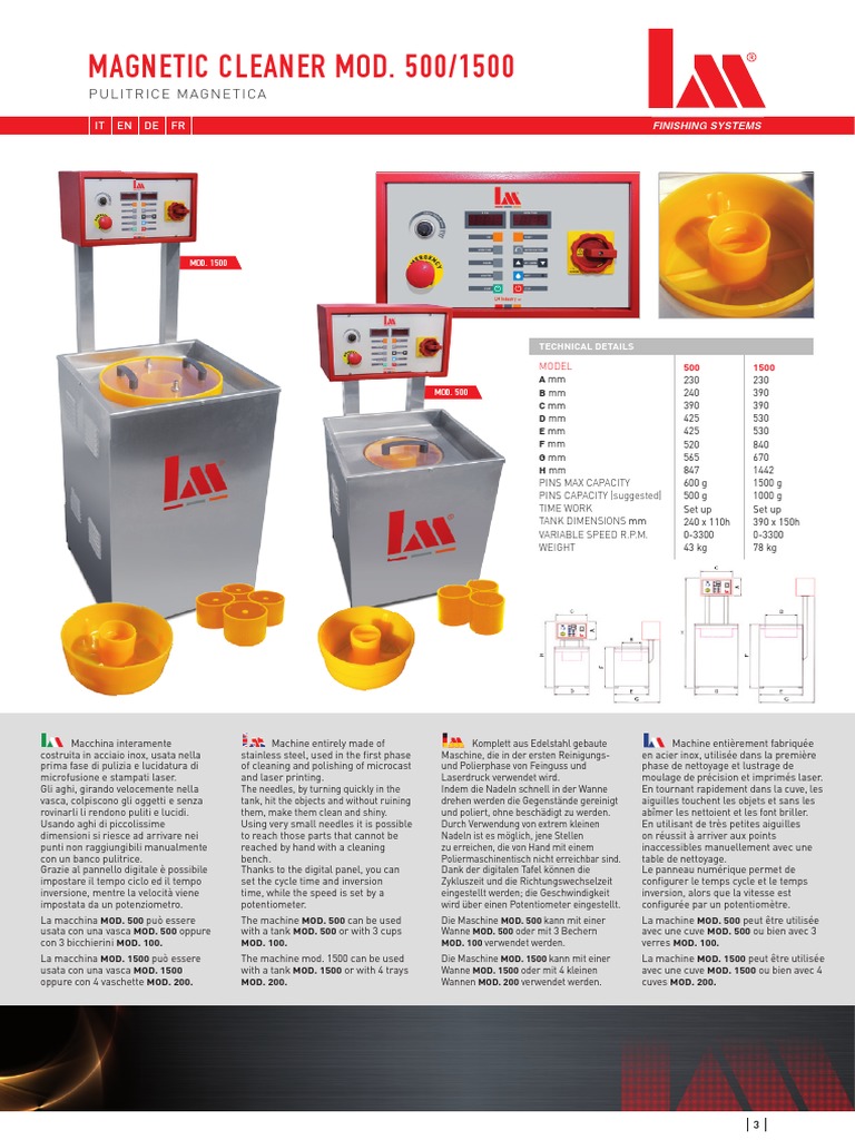 LM Industry - Magnetic Cleaner Mod500 1500 | PDF