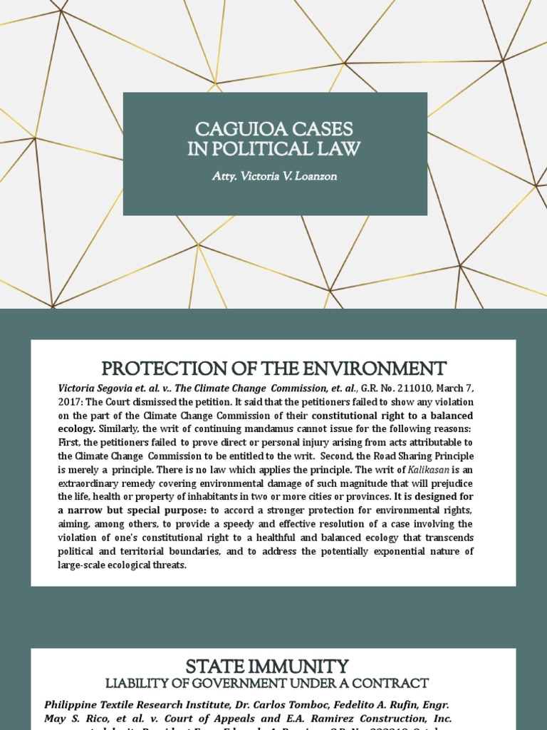 Loanzon - Preweek Political Law Cases Penned by Justice Caguioa | PDF