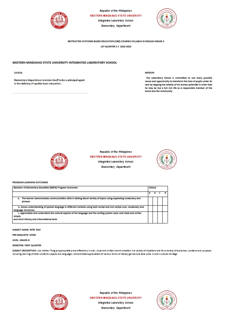 Final Syllabus Ped 104 | PDF | English As A Second Or Foreign Language | Literacy