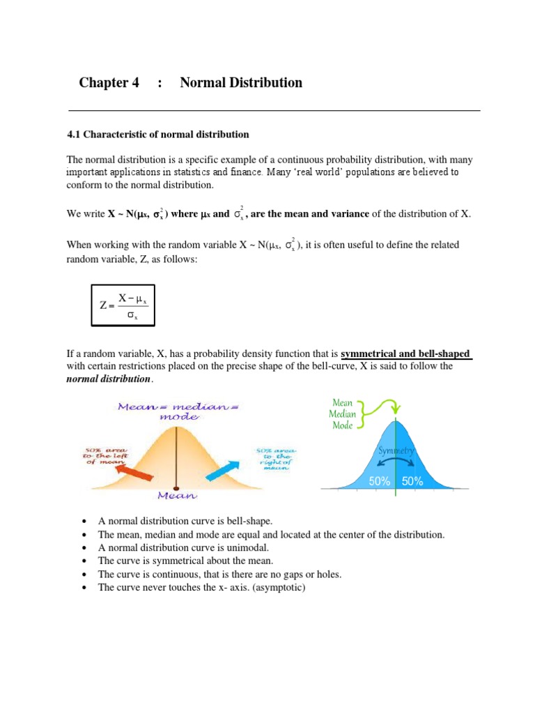 CHAP 4 Normal Distribution | PDF | Normal Distribution | Probability ...