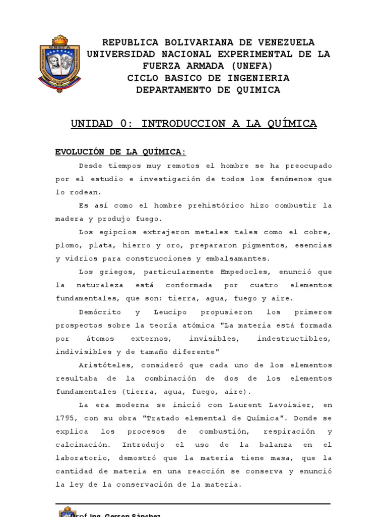 Introducción a la Química y su Evolución | PDF | Mezcla | Líquidos