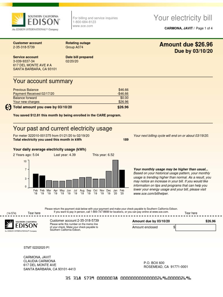 Your Electricity Bill Your Account Summa | PDF | Cheque | Electric Power