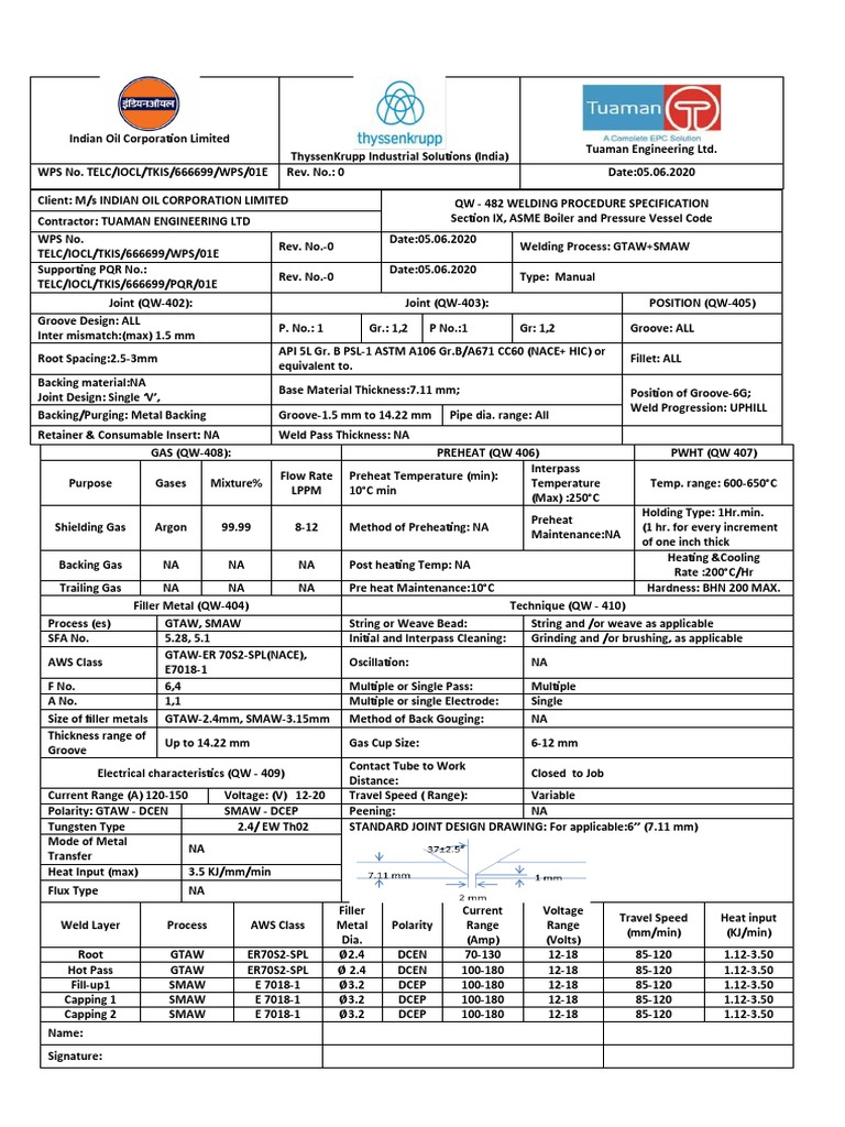 WPS Proposed CS (2''pwht-01e) | PDF | Gases | Mechanical Engineering
