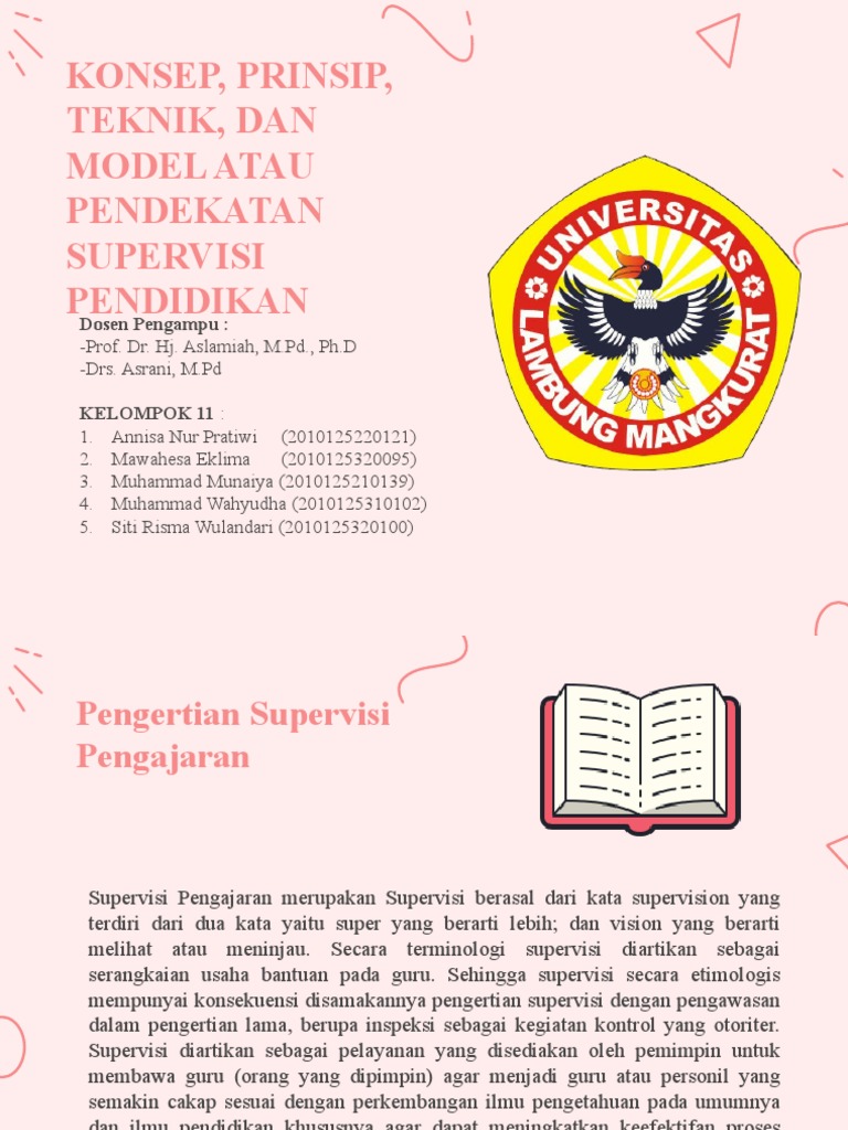 Manajemen Kel 11 - Konsep, Prinsip, Teknik, Dan Model Atau Pendekatan Supervisi Pendidikan | PDF