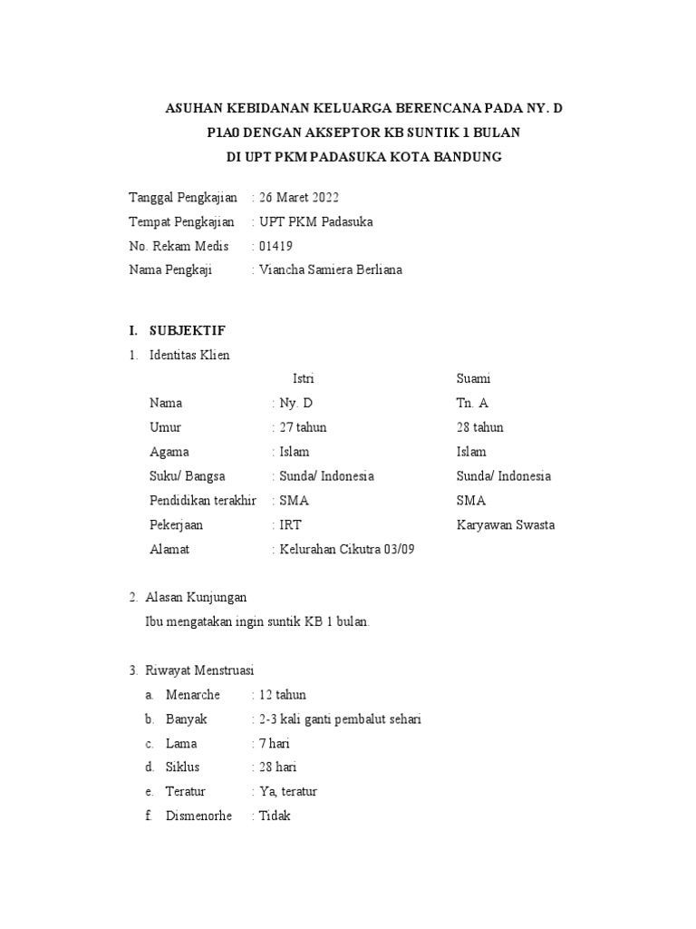 Soap KB Suntik 1 Bulan | PDF | Kesehatan Holistik