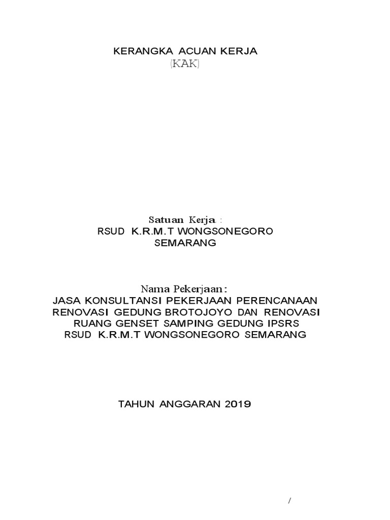 Kak Renovasi Gedung Brotojoyo | PDF