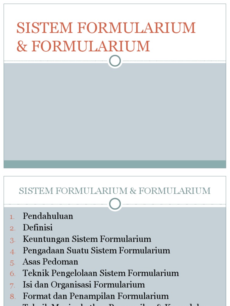 Materi Kuliah Sistem Formularium Formularium | PDF | Sains & Matematika
