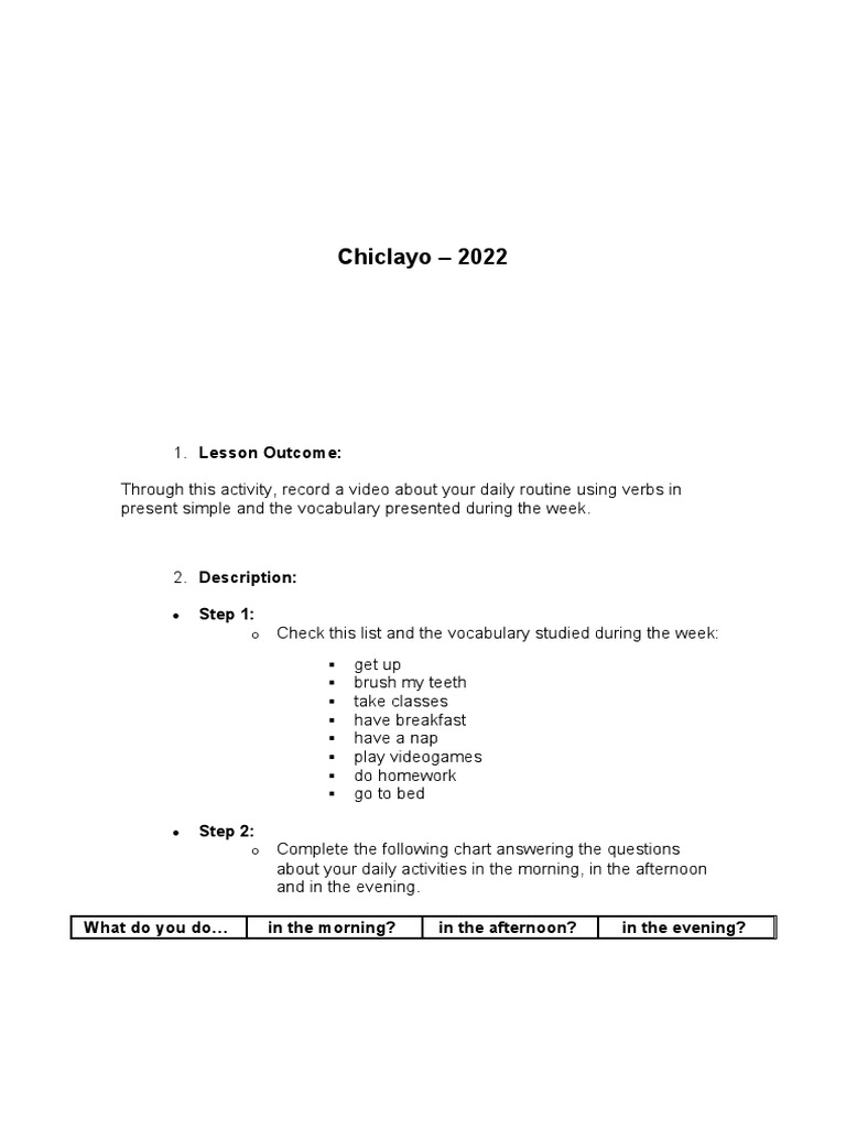Week 01 - Task Assignment - My Daily Routine | PDF | Linguistic Morphology | Language Mechanics