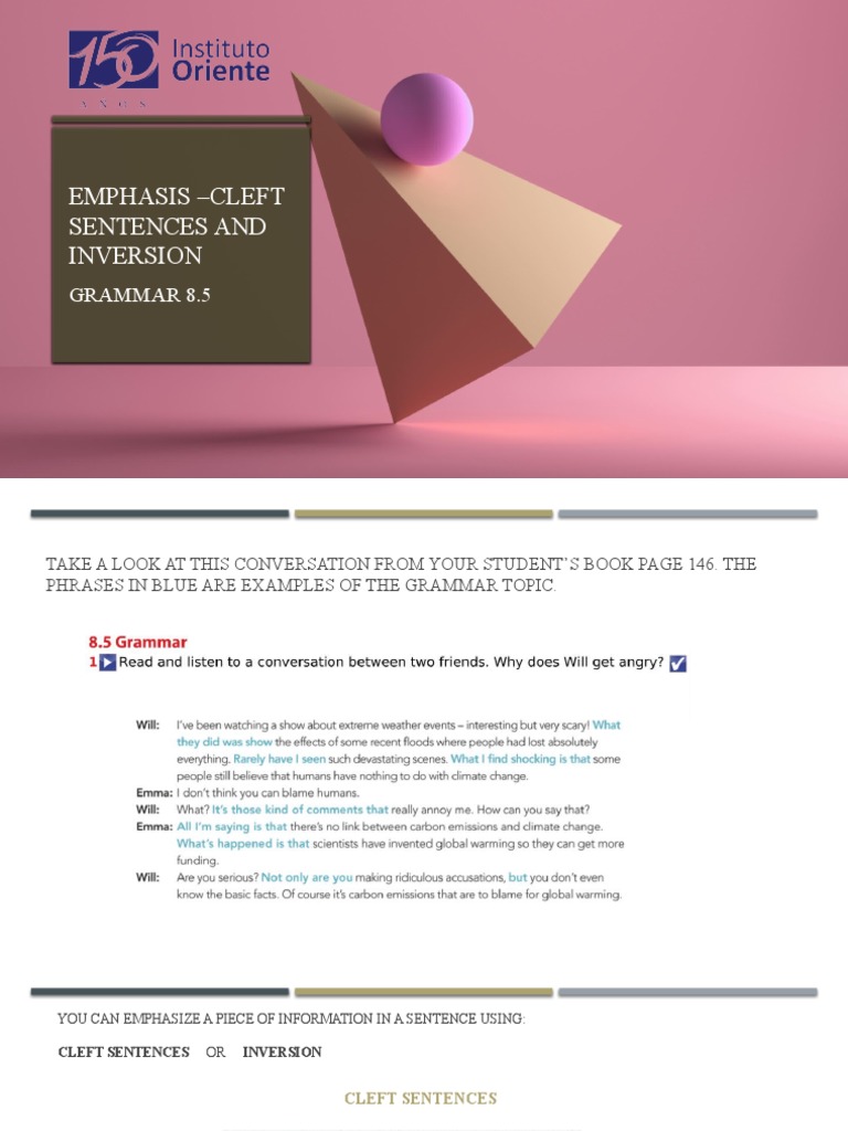 Unit 8 Grammar 2 Cleft Sentences and Inversion | PDF