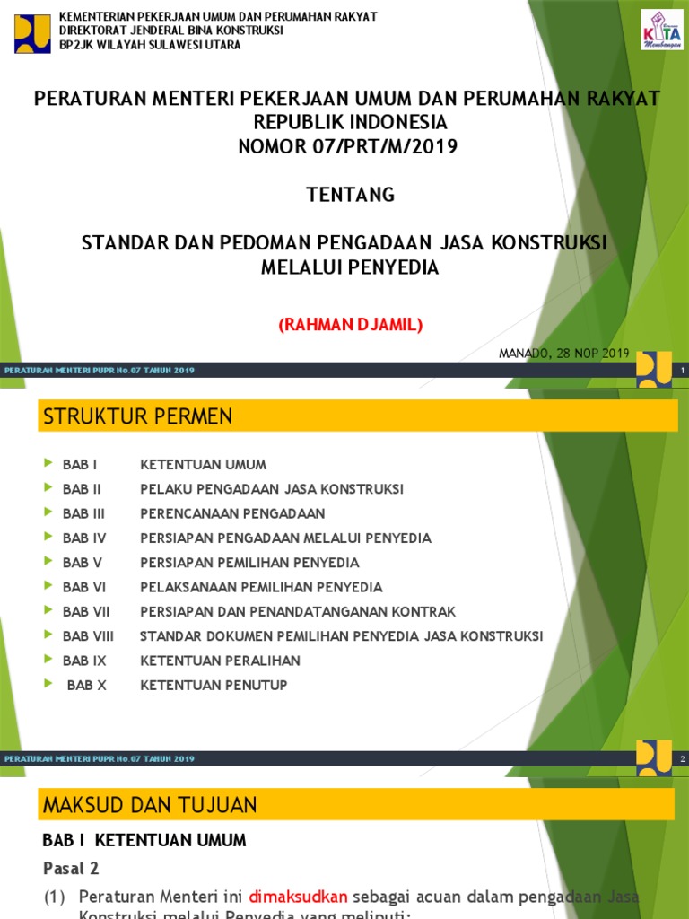 Paparan Permen PUPR 07-2019 (28112019) | PDF
