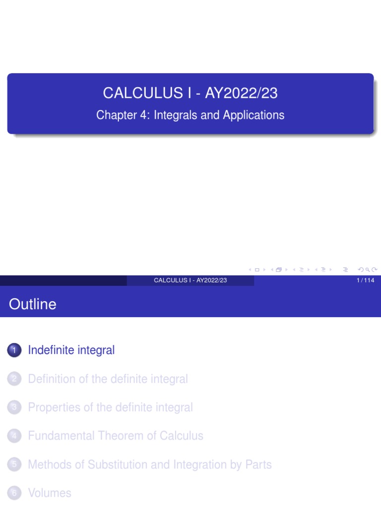Calculus I: Integrals & Applications | PDF | Integral | Volume